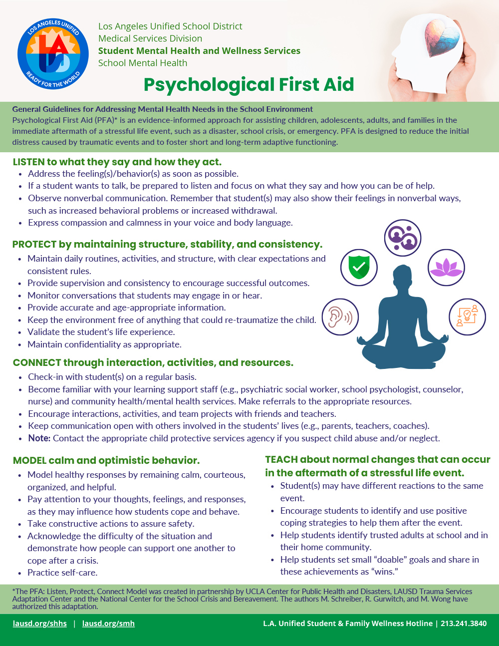 School Mental Health / Psychological First Aid (PFA) Resources